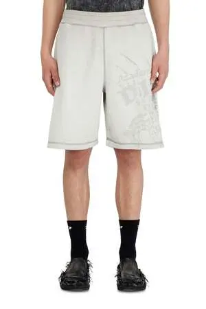 DIESEL® Sweatshorts With Dévoré Motifs And Drawstring Waist - Grey