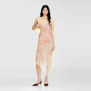 DIESEL® Midi Slip Dress With Floral Print And Lace Trim - Multicolor
