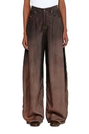 DIESEL® D-khelz Relaxed High-waist Wide-leg Jeans - Brown