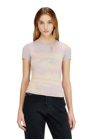 DIESEL® Slim Fit Rib Knit Graphic Print Top
