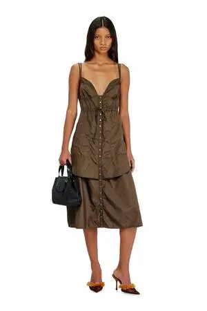 DIESEL® Lightweight Nylon Dress With Iridescent Finish - Brown