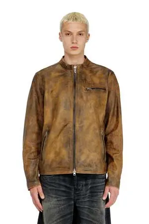 DIESEL® Biker Jacket In Treated Leather - Brown