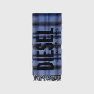 DIESEL® Wool-blend Scarf With Check Pattern - Blue