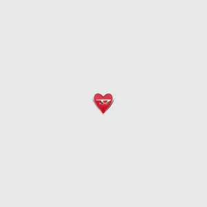 DIESEL® Stainless Steel Heart Stud Earring With Red Enamel D Logo