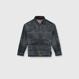 DIESEL® Diesel Biker-Inspired Denim Jacket With Gold-Tone Hardware Grey