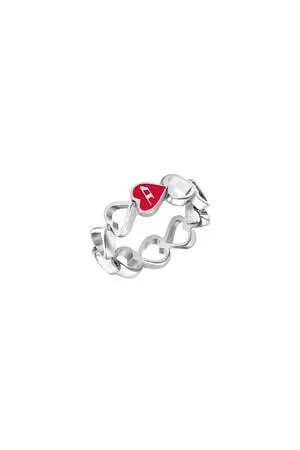DIESEL® Stainless Steel Heart Motif Band Ring - Silver