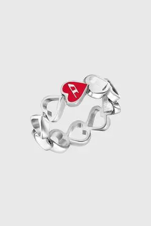 DIESEL® Stainless Steel Heart Motif Band Ring - Silver