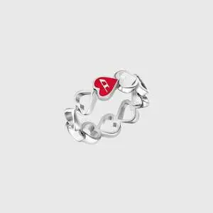 DIESEL® Stainless Steel Heart Motif Band Ring - Silver