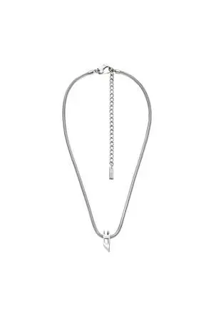 DIESEL® Stainless Steel Link Chain Necklace With D Logo Pendant - Silver