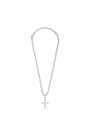 DIESEL® Stainless Steel Ball Chain Necklace With Cross Pendant