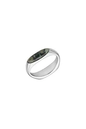 DIESEL® Stainless Steel Signet Ring With Natural Jasper - Silver