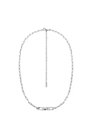 DIESEL® Sterling Chain Necklace With D Logo Detail - Silver