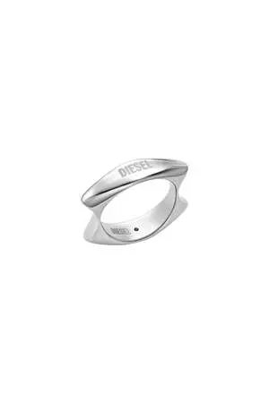 DIESEL® Stainless Steel Logo Band Ring - Silver