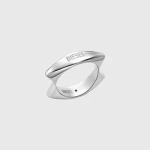 DIESEL® Stainless Steel Logo Band Ring - Silver