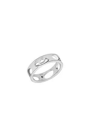 DIESEL® Stainless Steel Band Ring With Oval-d Logo - Silver