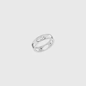DIESEL® Stainless Steel Band Ring With Oval-d Logo - Silver