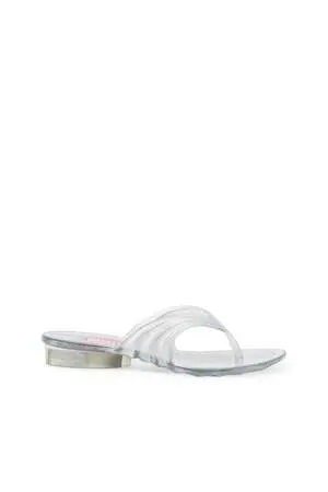 DIESEL® Sculptural Flip-flops With Block Heel And Monogram Detail - Silver