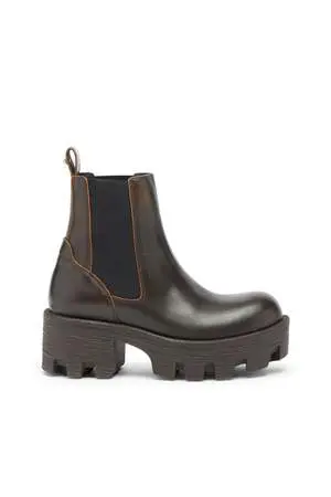 DIESEL® D-hammer Polished Leather Chelsea Boots With Chunky Lug Sole - Brown