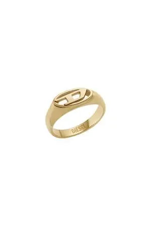 DIESEL® Tone Stainless Steel Signet Ring With Oval D Logo - Gold