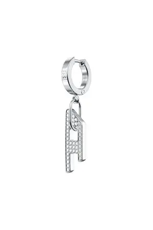 DIESEL® Stainless Steel Glitz D Drop Earring - Silver