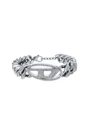 DIESEL® Oval D Glitz Chain Bracelet - Silver