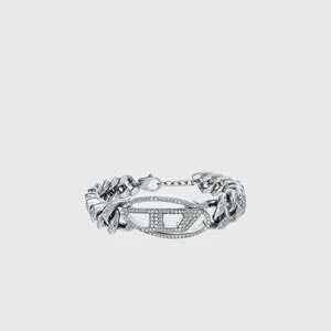 DIESEL® Oval D Glitz Chain Bracelet - Silver