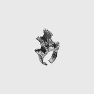 DIESEL® Silver-tone Statement Ring With Bone-inspired Component - Grey
