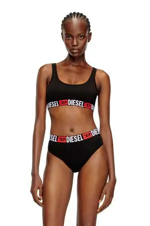 DIESEL® Cotton Bralette With Logo - Black