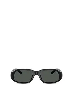 DIESEL® Rectangular Acetate Sunglasses With Contrasting Metal Components - Black