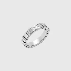 DIESEL® Stainless Steel Logo Band Ring - Silver