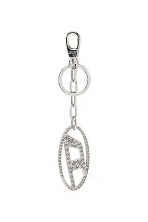 DIESEL® Metal Oval D Keyring With Crystals - Silver