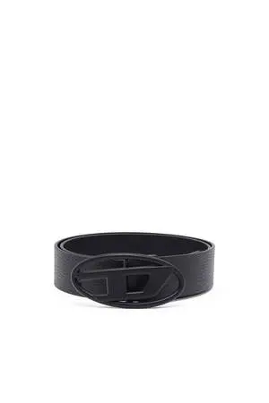 DIESEL® 3.9cm Reversible Leather Belt With Oval D Logo Buckle - Black