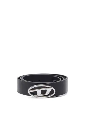 DIESEL® Leather Belt With Oval D Logo - Black