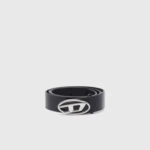 DIESEL® Leather Belt With Oval D Logo - Black