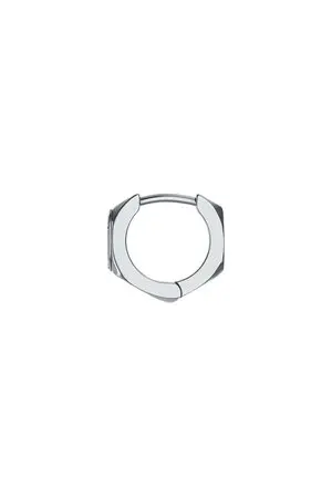 DIESEL® Stainless Steel Single Hoop Earring With Oval D Logo - Silver