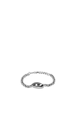 DIESEL® Stainless Steel Chain Bracelet With Enamel Detail - Silver