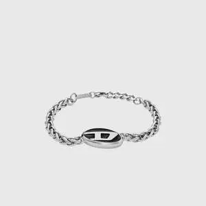 DIESEL® Stainless Steel Chain Bracelet With Enamel Detail - Silver