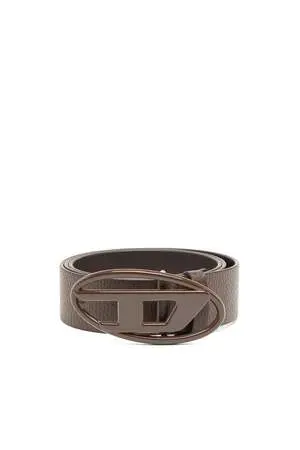 DIESEL® Textured Leather Belt With Oval D Buckle - Brown
