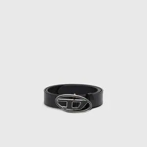 DIESEL® Leather Belt With Oval D Buckle - Black