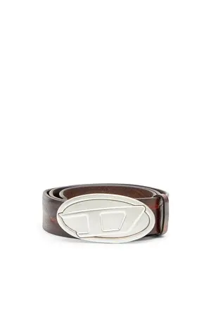 DIESEL® Waxed Leather Belt With Oval D Buckle - Brown