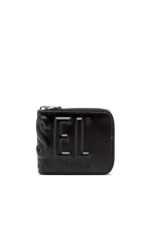 DIESEL® Leather Zip Wallet With Embossed Logo - Black
