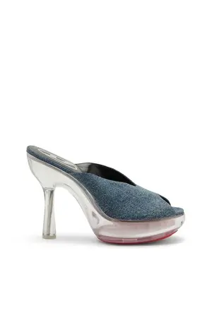 DIESEL® D-lake Platform Mules In Denim And Plexiglass