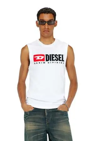 DIESEL® Tank Top With Chest Logo Print - White