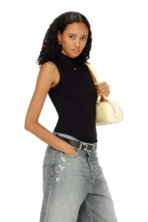 DIESEL® Ribbed Tank Top With Mock Neck