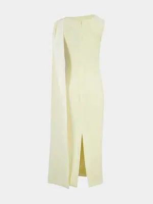 Roland Mouret Satin Crepe Midi Dress With Draped Neckline And Sash - Yellow