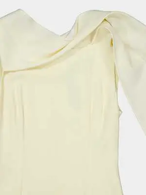Roland Mouret Satin Crepe Midi Dress With Draped Neckline And Sash - Yellow