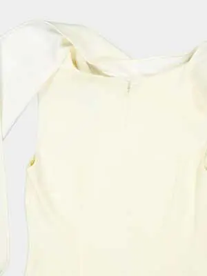 Roland Mouret Satin Crepe Midi Dress With Draped Neckline And Sash - Yellow