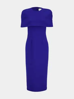 Roland Mouret Royal Cape Tencel Midi Dress - Blue