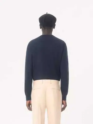Valentino Garavani Navy Wool Jumper With Vlogo Patch