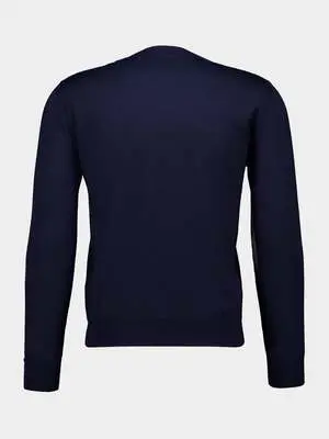 Valentino Garavani Navy Wool Jumper With Vlogo Patch